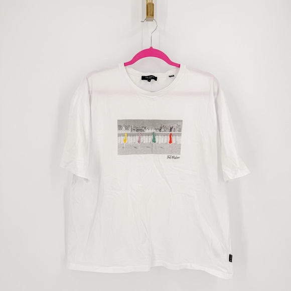 Ted Baker | Shirts | Ted Baker White Tee With Multicolor Graphic | Poshmark